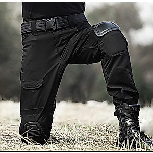 JOYASUS Mans Tactical Pants, Combat BDU Black Pants with Knee Pads for Men Hunting Airsoft Paintball