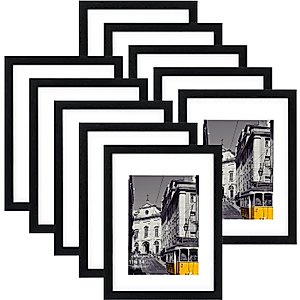 eletecpro 11x14 Picture Frames Set of 10, Picture Frame Collage Wall Decor Display 8x10 Photo With Mat or 11x14 without Mat, Home Decor Gallery Wall Frame for Wall Mounting, Black