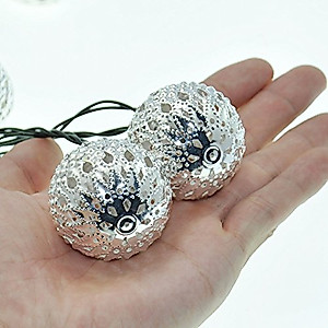 Modern Home Solar LED String Lights - Moroccan Metal Globe Lanterns