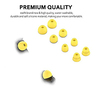 8PCS Replacement Ear Tips Earbuds Eartips Eargels Earpads Silicone Buds Compatible with Beats by dr dre Powerbeats Pro Wireless Earphones (Yellow)