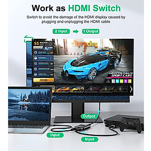HDMI Switch 4k@60hz Splitter, GANA Aluminum Bidirectional HDMI Switcher 2 in 1 Out, Manual HDMI Hub Supports HD Compatible with Xbox PS5/4/3 Blu-Ray Player Fire Stick Roku