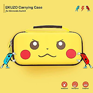 EKUZO Carrying Case for Nintendo Switch and OLED Model,Storage for NS Console and Accessories,20 Game Card Slots Protective Travel Bag (Yellow)
