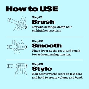 Trademark Beauty Hair Dryer Brush in One, Blow Dryer Brush, Wet and Dry Hair, Anti-Frizz Ions, Smooths, Ceramic, Creates Volume, All Hair Types - White