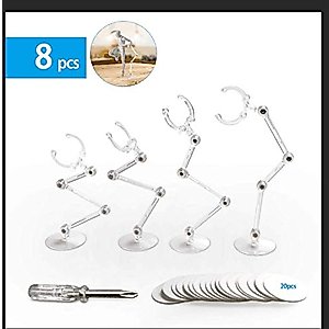 Linhoo Action Figure Stand, 8pcs Action Figure Display Compatible with HG RG SD SHF Gundam Stand 1/144 with Screwdriver