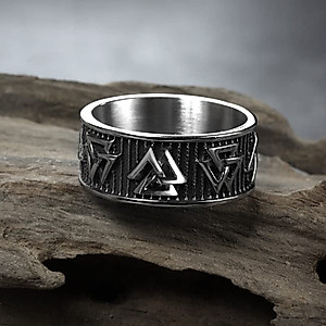 Viking Men Odin Valknut Forging 316L Stainless Steel Ring Pagan Punk Nordic Amulet Biker Jewelry