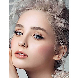 Akeoqi 24Pcs Double Nose Hoop Ring for Single Piercing Stainless Steel Nose Rings Twist Spiral Nose Ring Nostril Piercings Jewelry 6-12MM Bendable for Women 20G