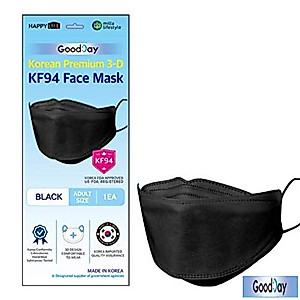 [Happy Life] Premium 3D Black KF94 Face Mask, Good Day, Individual Pack Made in Korea (24)