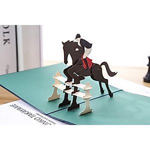 Liif Jumping Horse Equestrian 3D Greeting Pop Up Card, Happy Birthday, Congratulations, Graduation, Good Luck, Sports, Equestrian, Horse Lover