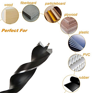 LIVTE 12 Inch Long Brad Point Drill Bit, 5 Pcs 5/8 Inch (16mm Diameter) High Speed Steel Twist Drill Bits for Woodworking, Black, 12inch / 16mm