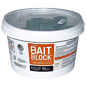 JT Eaton 704-PN Bait Block Rodenticide Anticoagulant Bait, Peanut Butter Flavor, For Mice and Rats (Pail of 64)
