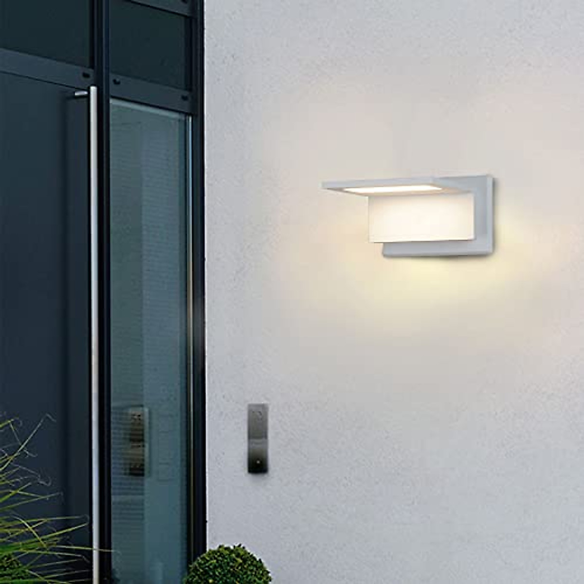 Lustrlach Outdoor Porch Wall Light Fixture Exterior White Modern LED Front Door Light with IP54 Waterproof for Garden Patio Garage,10W 3000K 680LM