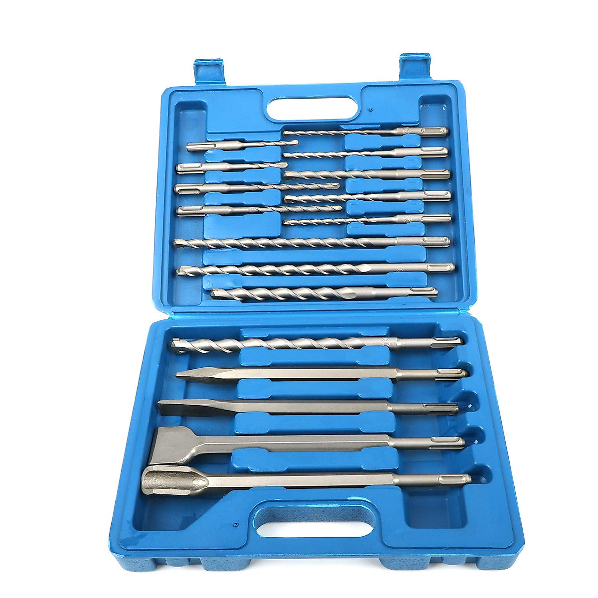 MYOYAY Rotary Hammer Drill Bits Set & Chisels 17Pcs SDS Plus Concrete Masonry Hole Tool with Storage Case Drilling Bricks Concrete Masonry Wall Stone