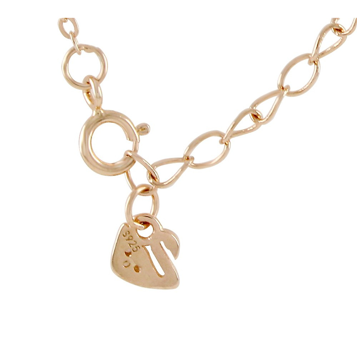 AFFY Teddy Bear Pendant Necklace in 14k Rose Gold Over Sterling Silver Round Cut White Cubic Zirconia