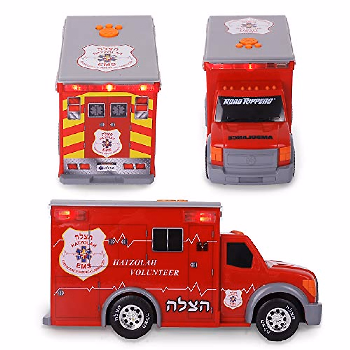 Playkidz Motorized Ambulance Toy Truck for Kids with Light & Siren, Heavy Duty Plastic Electric Rescue Vehicle Toy for Kids & Toddlers