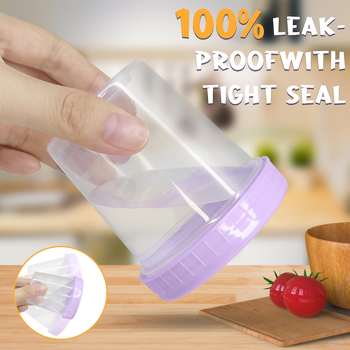 wewnen 12 Pack Salad Dressing Container 4 oz Plastic Leak Proof Condiment Container With Screw Cap Reusable Stackable Food Storage Freezer Containers