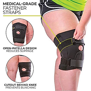 BraceAbility Plus Size Knee Brace - Bariatric Hinged Wraparound Sleeve for Extra-Large Legs and Obese Thighs to Support Meniscus Tears, Arthritis Pain, Tendonitis, Ligament Injuries and Sprains (6XL)