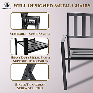 HERA'S HOUSE 7 Pieces Patio Dining Set, Table and Chairs Set for 6, 6 x Stackable Metal Chair, 1 x 64 Outdoor Metal Dining Table for Patio Lawn Garden Porch Deck