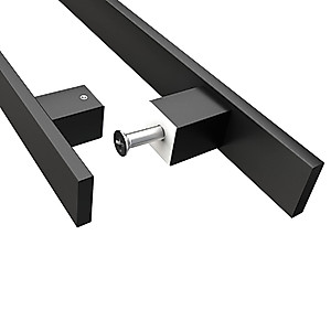 BARNSMITH 36" Barn Door Push Pull Handle,Heavy Duty Grade-304 Stainless Steel Square Commercial Door Handle,Entrance Entry Front Door Handle Office Handle Pull Set for Wood Door Glass Door,Black