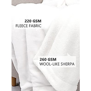 TILLYOU Reversible Plush Sherpa Fleece Baby Blanket for Boys, Girls, Kids, Toddler, Infant, Newborn, 40”x50” - Fuzzy Fluffy Warm Throw Blanket for Toddler Bed, Crib, Stroller, Bassinet, Pet, White