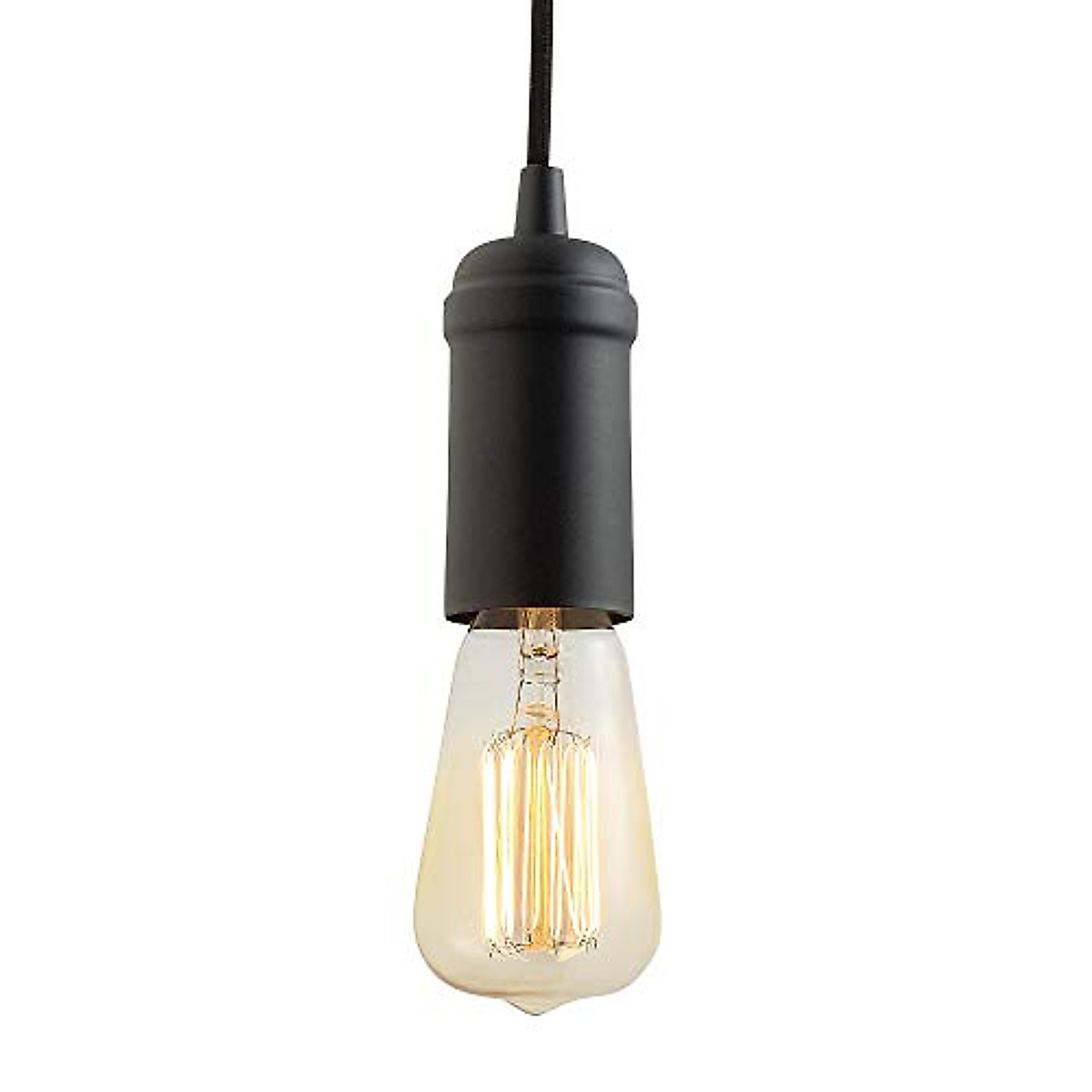 Edison 1-Light Plug-in Pendant, Matte Black, Black Woven Fabric Cord, in-Line On/Off Switch,65114