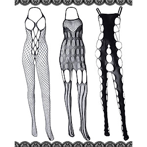 12 Pieces Women's Fishnet Lingerie Mesh Bodysuit Lace Smock Lingerie for Women (Fresh Style)