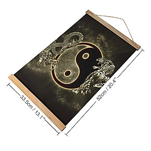 Yin Yang Dragons Tiger Canvas Hanging Painting Picture Poster Artwork for Home Office Decoration