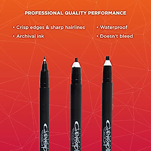SAKURA Pigma Calligrapher Brush Pens - Archival Black Ink Pens - Pens for Lettering and Modern Calligraphy - Black Ink - 1 mm, 2 mm, & 3 mm Nibs - 3 Pack