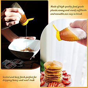 32 Pcs 8.8 oz Clear Plastic Honey Jar Empty Honey Bottles with Caps Refillable Honey Containers Leakproof Honey Squeeze Bottle Honey Bottle Container Holder with Flip Lid for Storing Dispensing Yellow