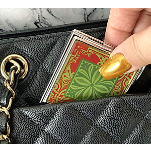 Azi 2 Classic Celtic Style Travel Pocket & Purse Mirror. 1 Round and 1 Square Double Sided Christmas Red & Green Irish Design Pattern Floral & Swirl