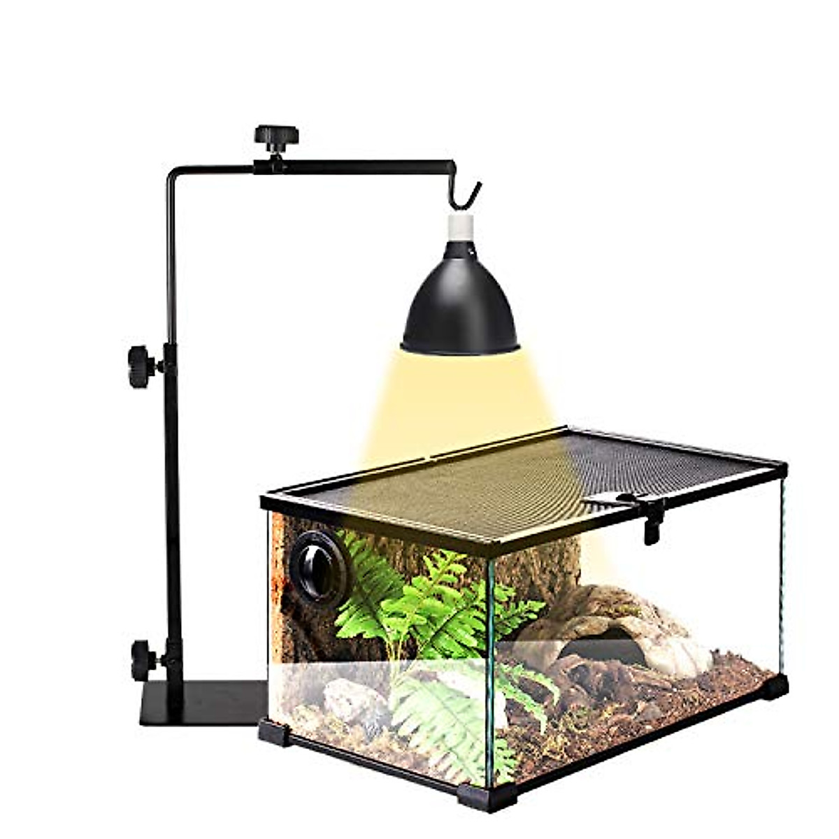 BOEESPAT Reptile Lamp Stand Adjustable Metal Lamp- Light Holder Stand Landing Lamp Stand Bracket for Reptile Glass Terrarium Amphibians and Lizards, Turtles and Snakes and Other Cold-Blooded Animals