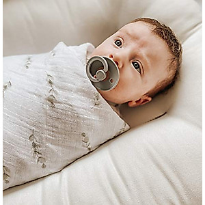 Ely's & Co. Muslin Swaddle Blanket 2-Pack — 100% Cotton Muslin Extra-Large Swaddle Blankets (47” x 47”) Watercolor Eucalyptus Print & Solid Sage