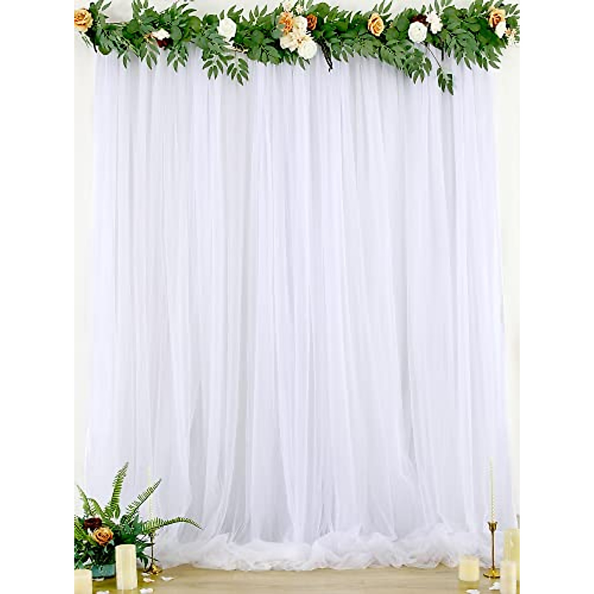 White Tulle Backdrop Curtains for Baby Shower Party Wedding Photo Drape Sheer Backdrop for Birthday Bridal Shower Photography Props 5 ft X 10 ft
