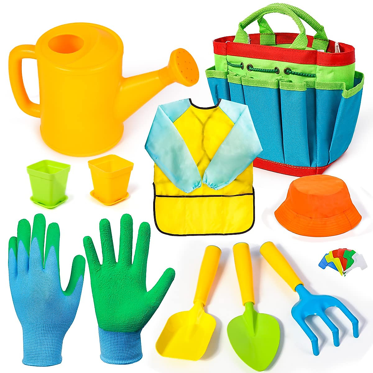 Meland Kids Gardening Tools - Toddler Garden Tools Set - Shovel, Rake, Trowel, Watering Can, Gardening Gloves - Garden Toys Gift for Preschool Boys & Girls