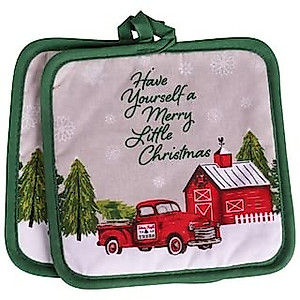 Have Yourself A Merry Little Christmas Set of 1 Pot Holder 1 Oven Mitten Great for The Kitchen Decor Seasonal Decorations Holidays Cooking