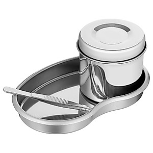iplusmile Medical Tray Stainless Steel Instrument Tray Sterilizer Surgical Tray with Sterilizing Jar and Tweezer
