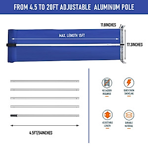 Snow Roof Rake - Decokybahs Snow Rake for Snow Removal, Aluminum Snow Rake Extendable 4-20FT Snow Roof Rake for House Roof with Nylon Slide