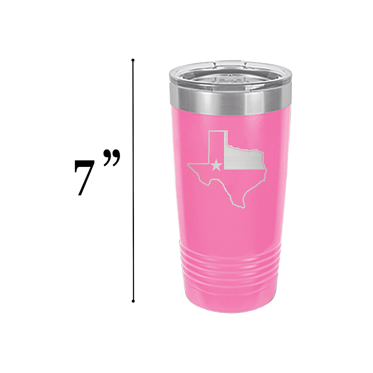 Rogue River Tactical Funny Texas Flag 20 Oz. Stainless Steel Travel Tumbler Mug Cup w/Lid Vacuum Insulated Hot or Cold (Pink)