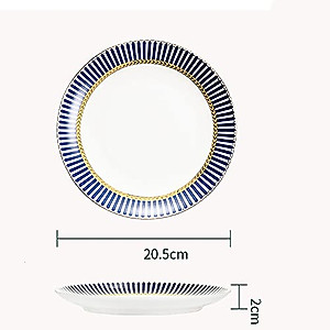 KOWMcp Dinner Plates Porcelain Dinner Plates with Golden Rim for Restaurant, Stackable Ceramic White Round Plate,Simple to Clean (Size : B)