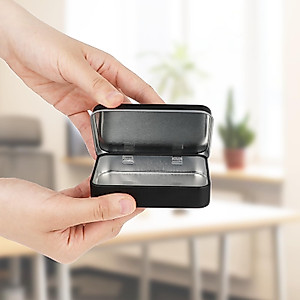 Tin Box with Lid, Small Metal Box Rectangular Hinged Lids Tin Empty Tins Box Containers Mini Cookie Tin Case Portable Metal Tins with Lids for Candies Soaps Earrings Jewelry Crafts Gifts, Black