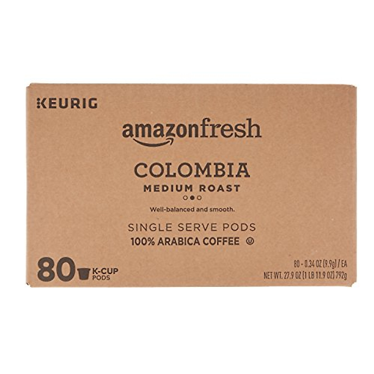 AmazonFresh 80 Ct. K-Cups, Colombia Medium Roast, Keurig K-Cup Brewer Compatible