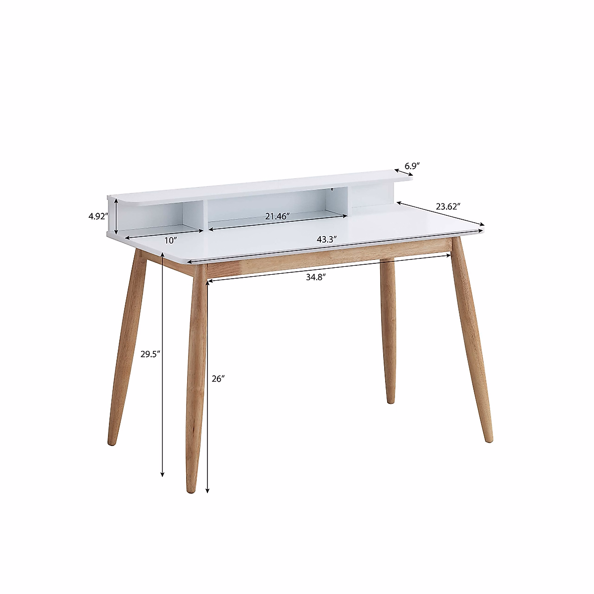 Roundhill Furniture Roskilde Storage Wood Office Desk, White