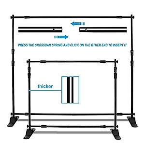 AkTop 8x8 ft Heavy Duty Backdrop Banner Stand Kit, Adjustable Photography Step and Repeat Stand for Parties, Portable Trade Show Photo Booth Background with Carrying Bag