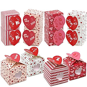 Aviski 12Pcs Valentine's Day Treat Boxes Small Goodie Present Boxes Recycled Party Favor Boxes Heart Printed Cardboard Box for Candy, Cookies and Party Favors, 4 Patterns