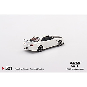True Scale Miniatures Model Car Compatible with Nissan Skyline GT-R (R34) V-Spec II N1 (White) Limited Edition 1/64 Diecast Model Car MGT00501