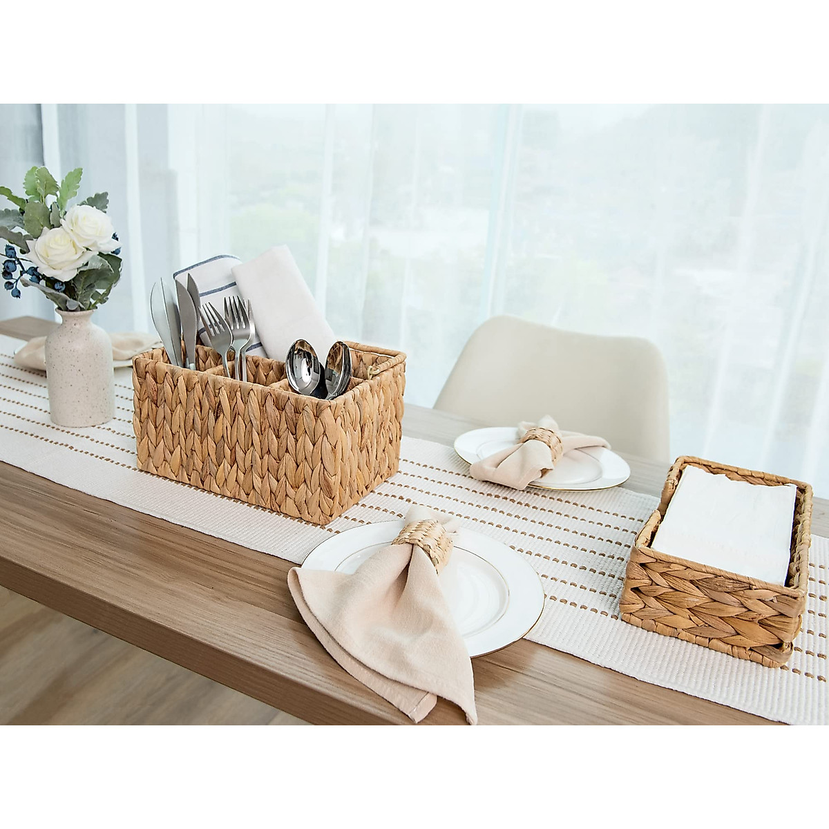 StorageWorks Small Wicker Baskets Wicker Flatware Organizer