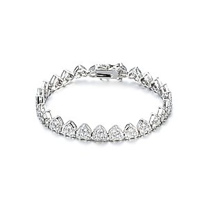 ADIRFINE 18K Gold Plated Cubic Zirconia Heart Tennis Bracelet