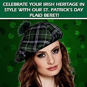 St. Patrick's Day Plaid Fabric Fedora or Beret (Beret)