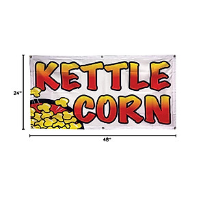 4 Less Co 2x4 Feet KETTLE CORN Banner Polyester Fabric Sign wb