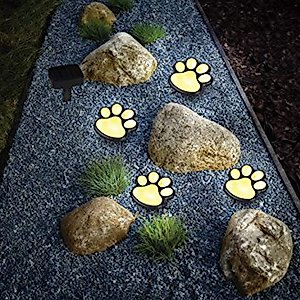 Solar Paw Print Lights (Set of 4), Warm White(3000-4500k) (Warm White)