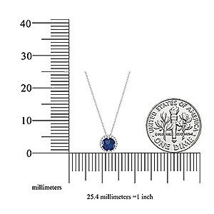 Dazzlingrock Collection 14K 5 MM Round Blue Sapphire & Diamond Women Halo Pendant with 18 inch Silver Chain in White Gold
